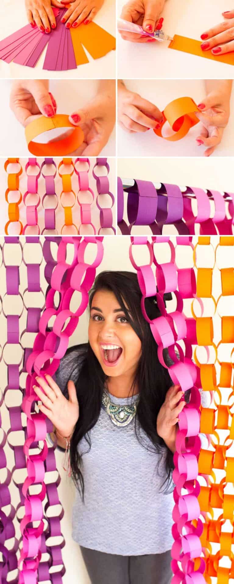 DIY Paper Chain Photo Booth Backdrop Tutorial | Backdrop inspiration ...