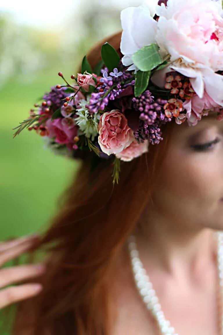 Spring Wedding Inspiration with a Floral Crown in a beautiful Orchard ...