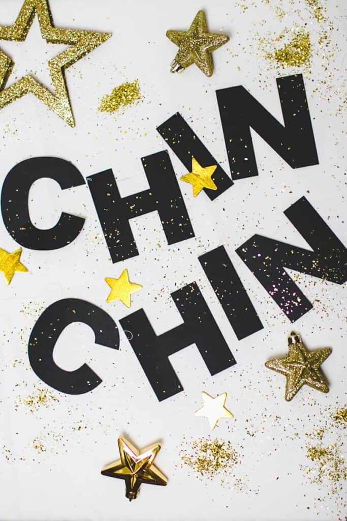DIY New Years Eve Garland Cheers Chin Chin Banner Black & Gold Party ...