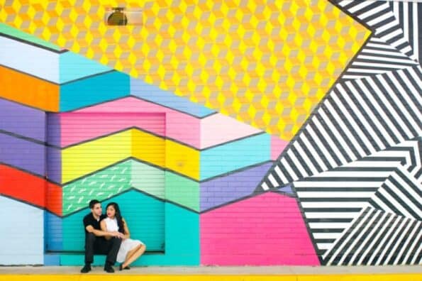 8 COUPLES WHO TOOK WALL MURAL WEDDING PHOTOS! | Bespoke-Bride: Wedding Blog