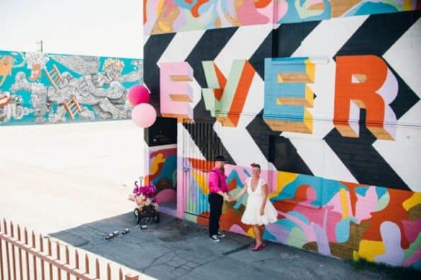 8 COUPLES WHO TOOK WALL MURAL WEDDING PHOTOS! | Bespoke-Bride: Wedding Blog