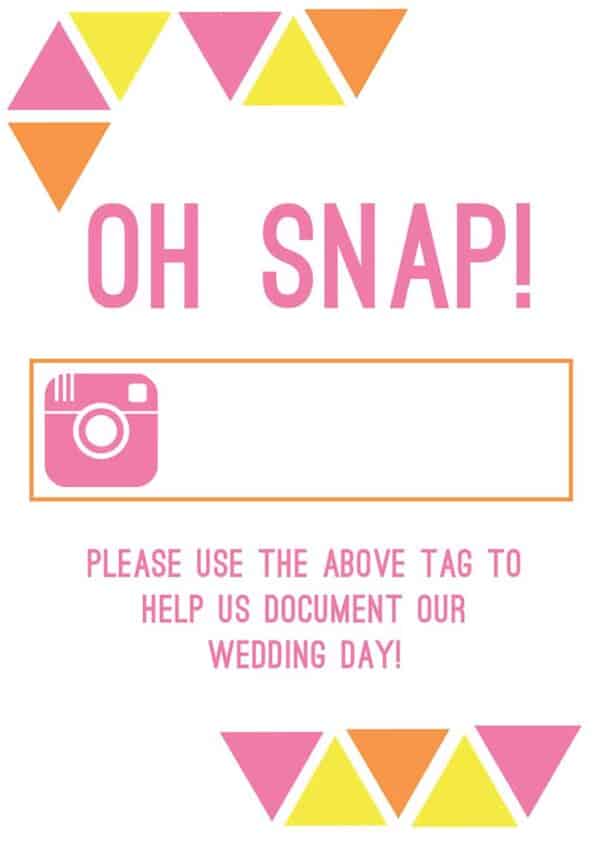 FREE PRINTABLE INSTAGRAM HASHTAG SIGN TO USE AT YOUR WEDDING! | Bespoke ...