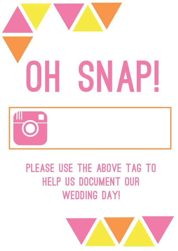 FREE PRINTABLE INSTAGRAM HASHTAG SIGN TO USE AT YOUR WEDDING! | Bespoke ...