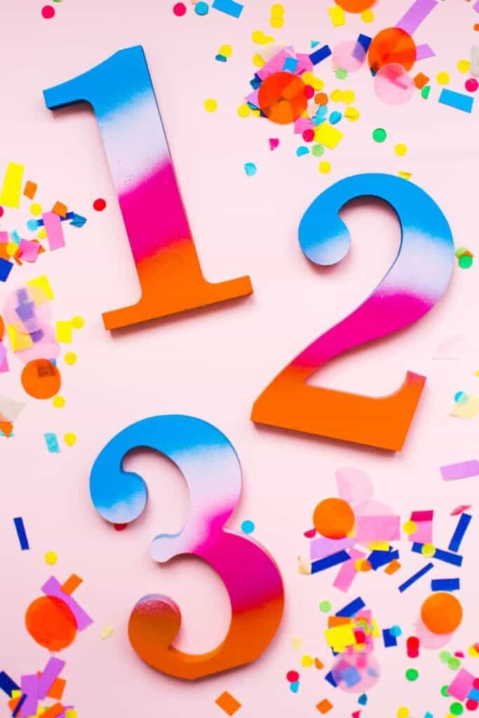 DIY GRADIENT SPRAYPAINTED TABLE NUMBERS IN OMBRE BRIGHT COLOURS ...