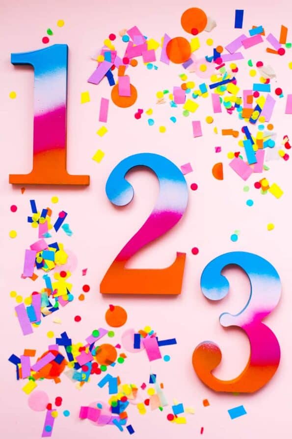 DIY GRADIENT SPRAYPAINTED TABLE NUMBERS IN OMBRE BRIGHT COLOURS ...