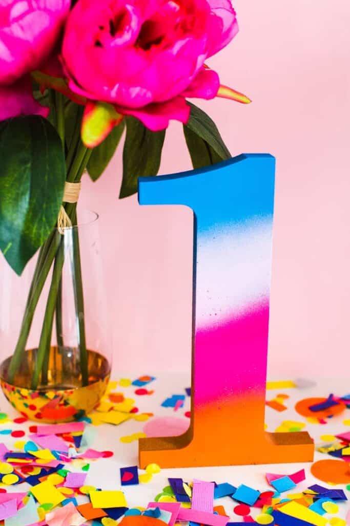 DIY GRADIENT SPRAYPAINTED TABLE NUMBERS IN OMBRE BRIGHT COLOURS ...
