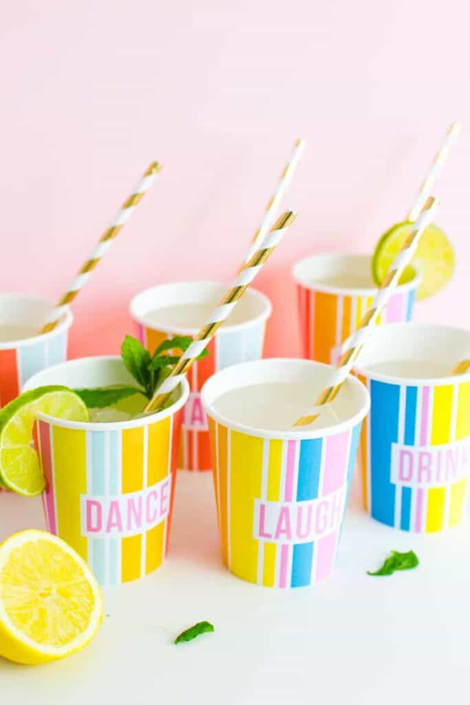 RAINBOW PRINTABLE CUP WRAPPERS FOR BACHELORETTE PARTY BRIDAL SHOWER HEN ...