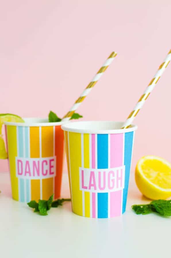 RAINBOW PRINTABLE CUP WRAPPERS FOR BACHELORETTE PARTY BRIDAL SHOWER HEN ...