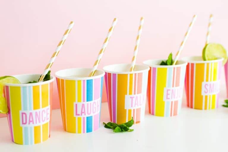 RAINBOW PRINTABLE CUP WRAPPERS FOR BACHELORETTE PARTY BRIDAL SHOWER HEN ...