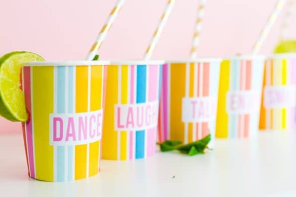 RAINBOW PRINTABLE CUP WRAPPERS FOR BACHELORETTE PARTY BRIDAL SHOWER HEN ...