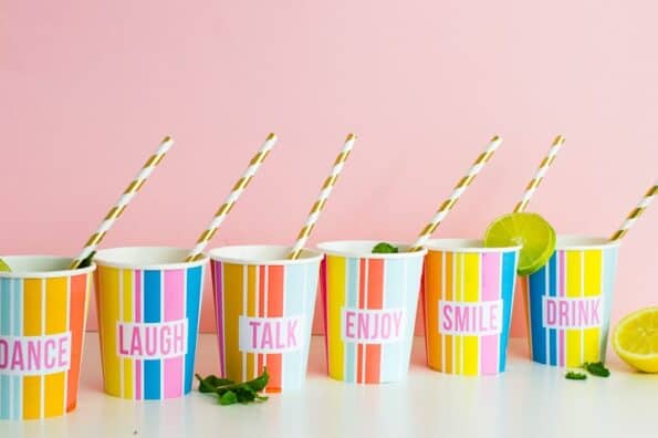RAINBOW PRINTABLE CUP WRAPPERS FOR BACHELORETTE PARTY BRIDAL SHOWER HEN ...