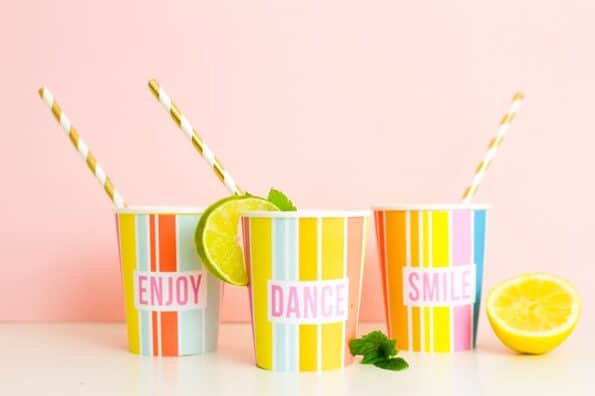 RAINBOW PRINTABLE CUP WRAPPERS FOR BACHELORETTE PARTY BRIDAL SHOWER HEN ...