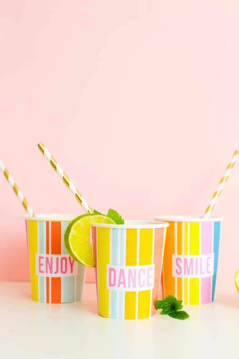RAINBOW PRINTABLE CUP WRAPPERS FOR BACHELORETTE PARTY BRIDAL SHOWER HEN ...