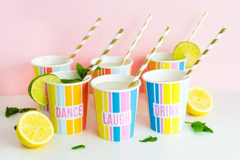 RAINBOW PRINTABLE CUP WRAPPERS FOR BACHELORETTE PARTY BRIDAL SHOWER HEN ...