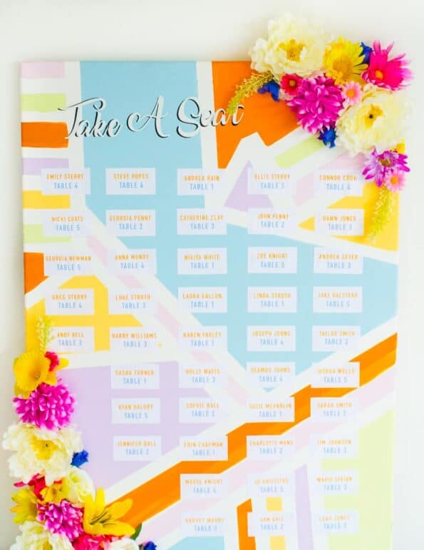 DIY THIS COLOURFUL GEOMETRIC SEATING PLAN | Bespoke-Bride: Wedding Blog