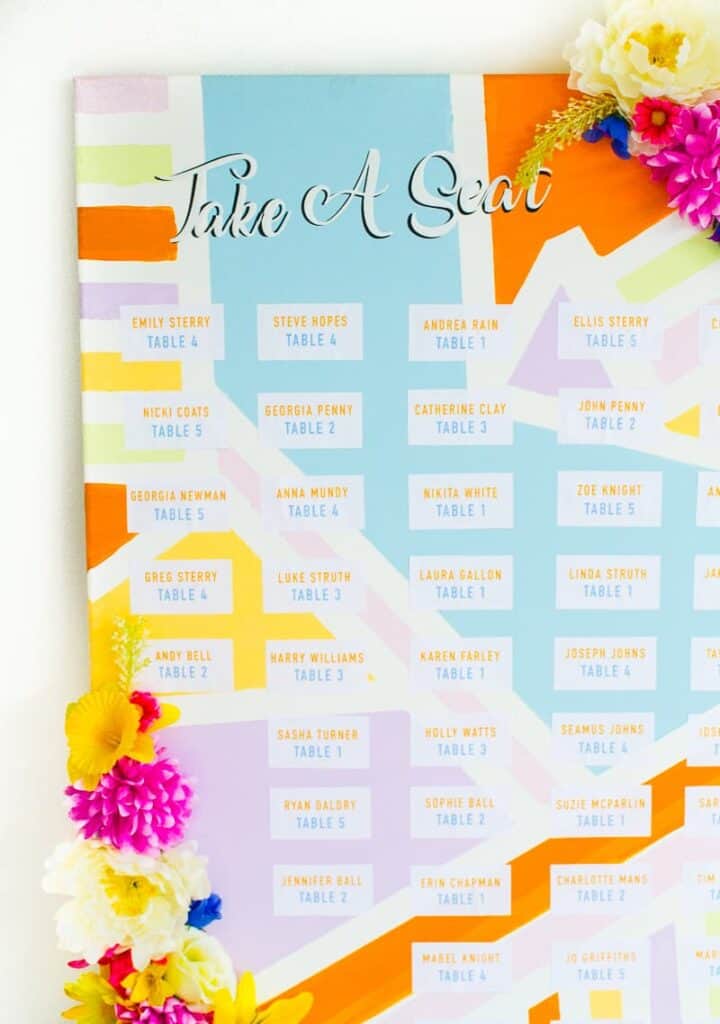 DIY THIS COLOURFUL GEOMETRIC SEATING PLAN | Bespoke-Bride: Wedding Blog