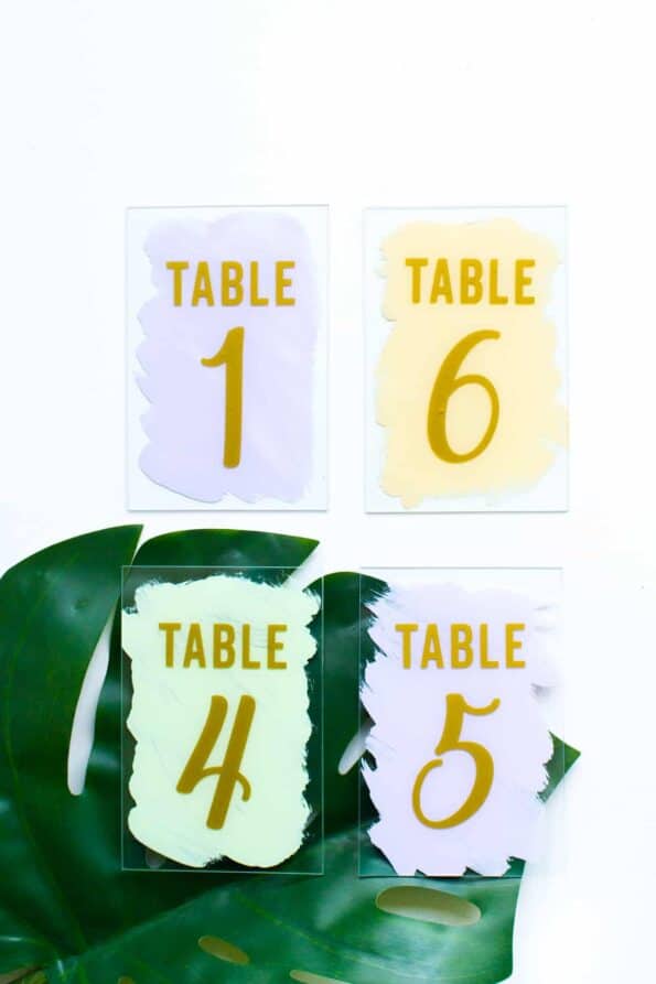 DIY THESE MODERN PASTEL PAINTED GLASS TABLE NUMBERS | Bespoke-Bride ...