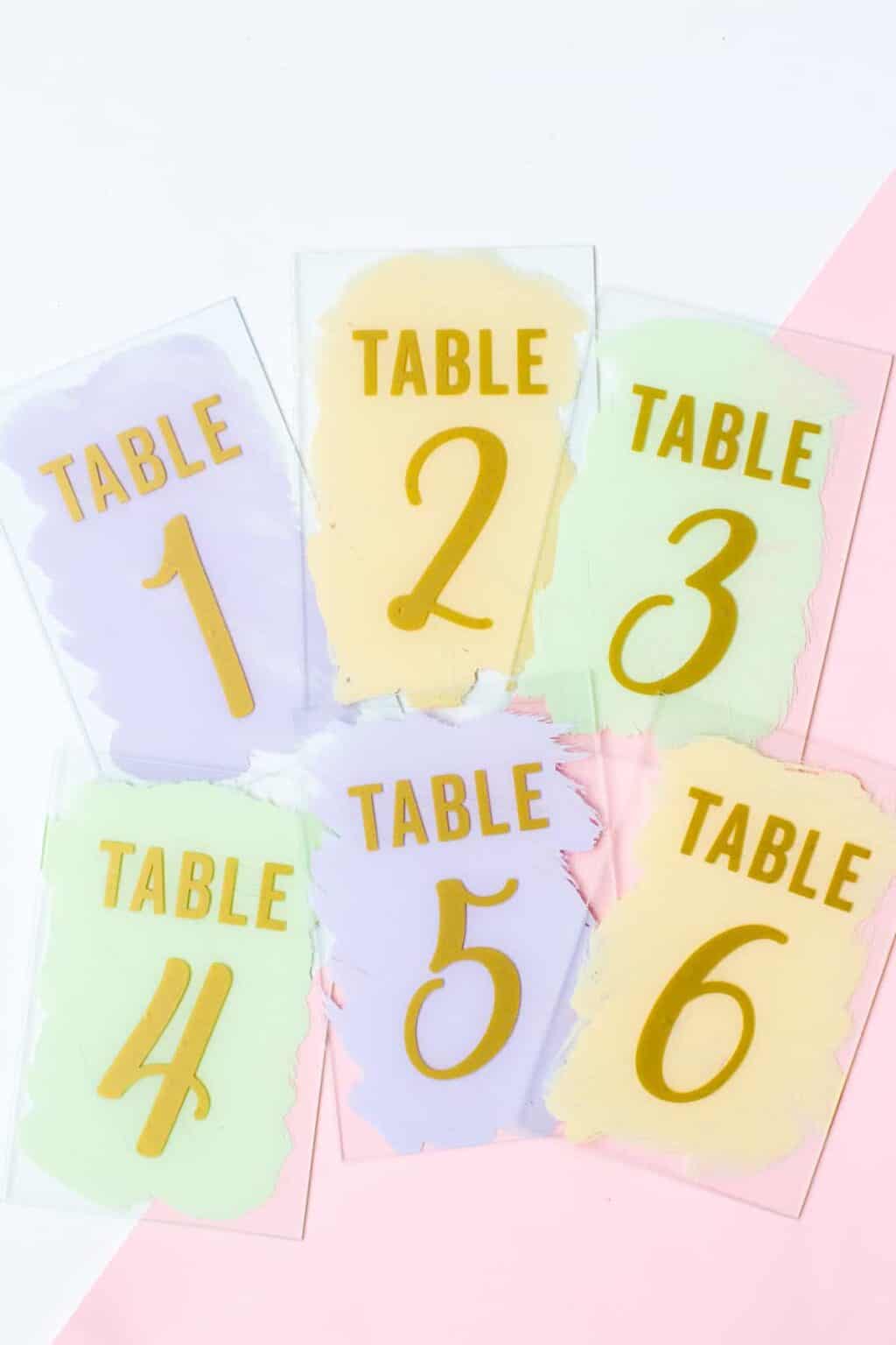 DIY THESE MODERN PASTEL PAINTED GLASS TABLE NUMBERS | Bespoke-Bride ...