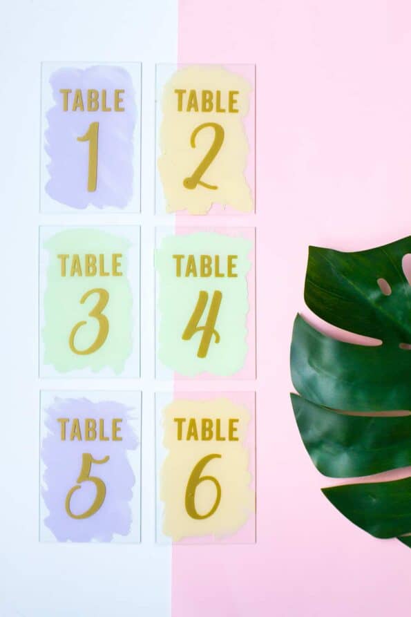 DIY THESE MODERN PASTEL PAINTED GLASS TABLE NUMBERS | Bespoke-Bride ...