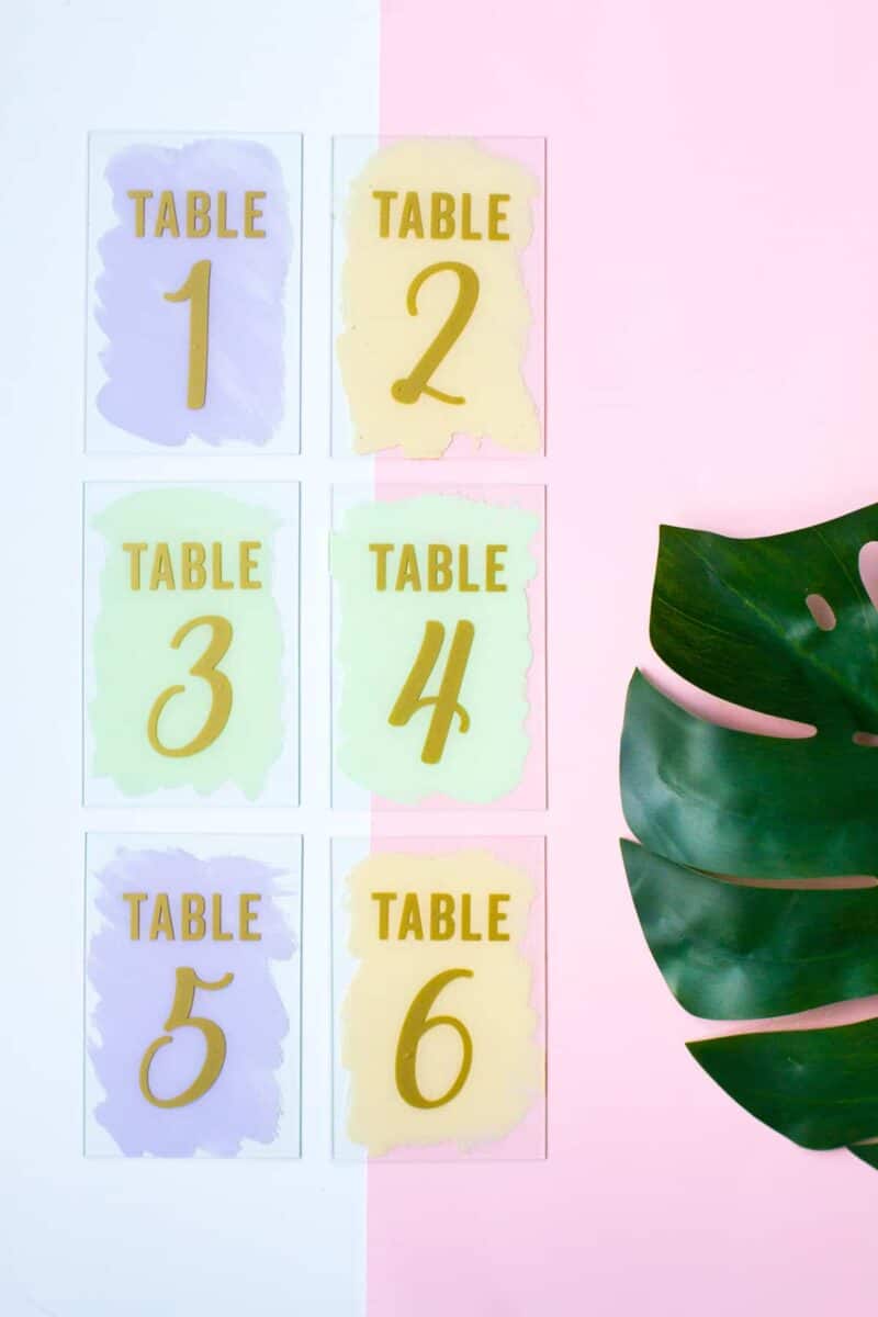 DIY THESE MODERN PASTEL PAINTED GLASS TABLE NUMBERS | Bespoke-Bride ...