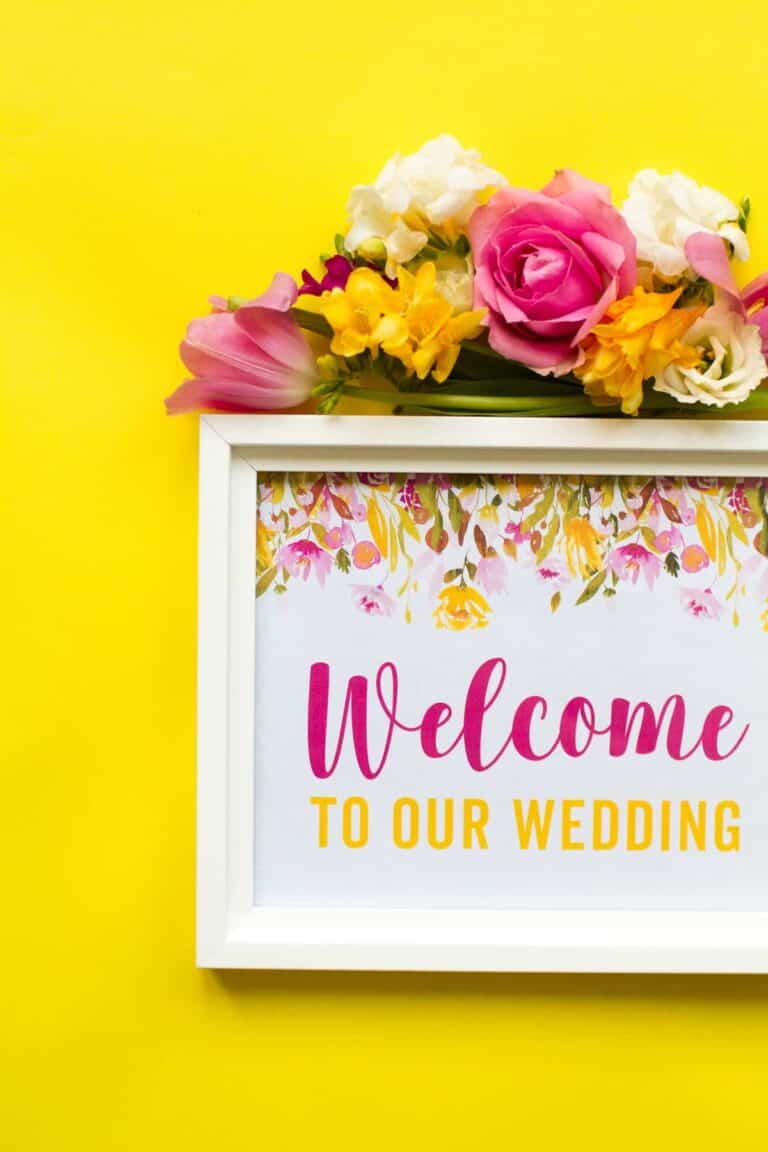 FREE PRINTABLE WELCOME TO OUR WEDDING SIGN SPRING FLORAL FLOWER THEMED ...
