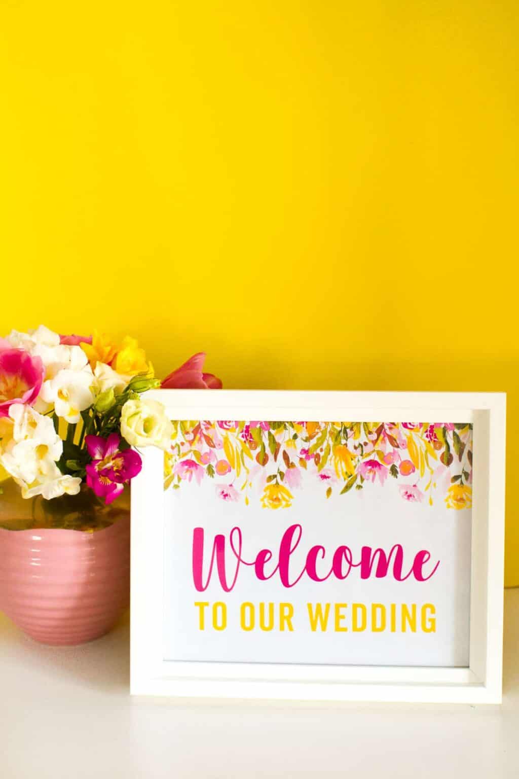 FREE PRINTABLE WELCOME TO OUR WEDDING SIGN SPRING FLORAL FLOWER THEMED ...