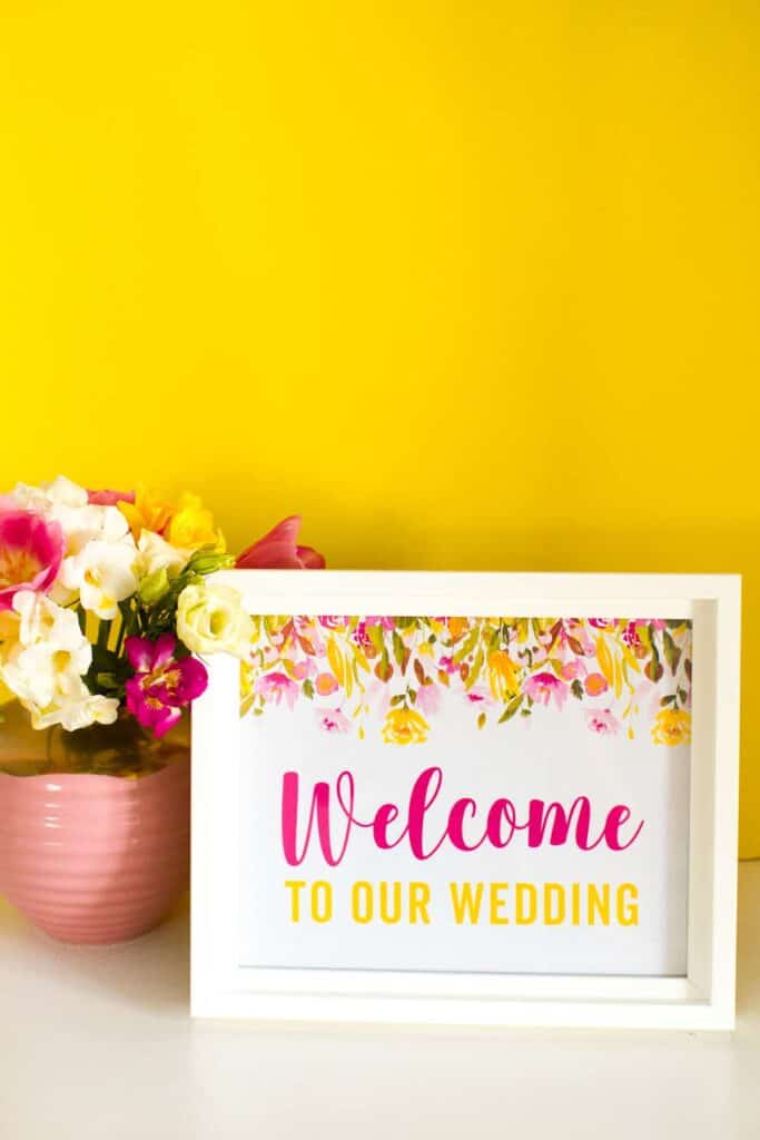 FREE PRINTABLE WELCOME TO OUR WEDDING SIGN SPRING FLORAL FLOWER THEMED ...