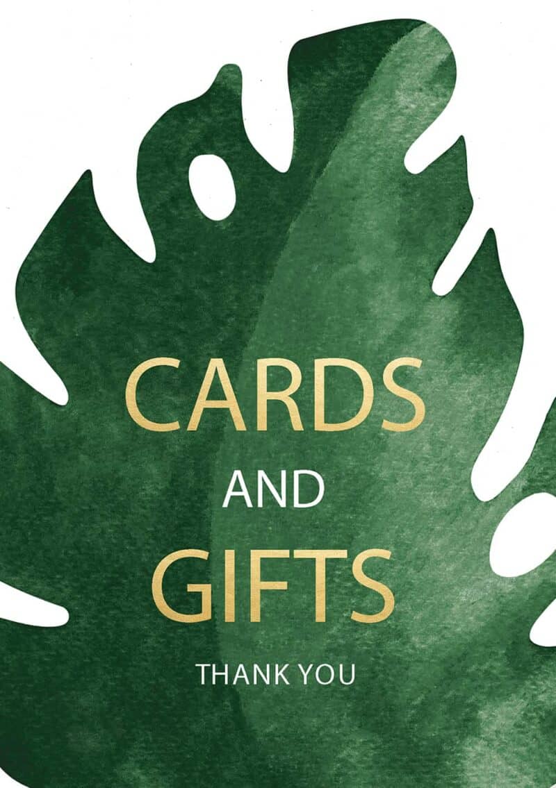 FREE PRINTABLE CARDS AND GIFTS SIGN TROPICAL LEAF PALM GREEN STYLE ...