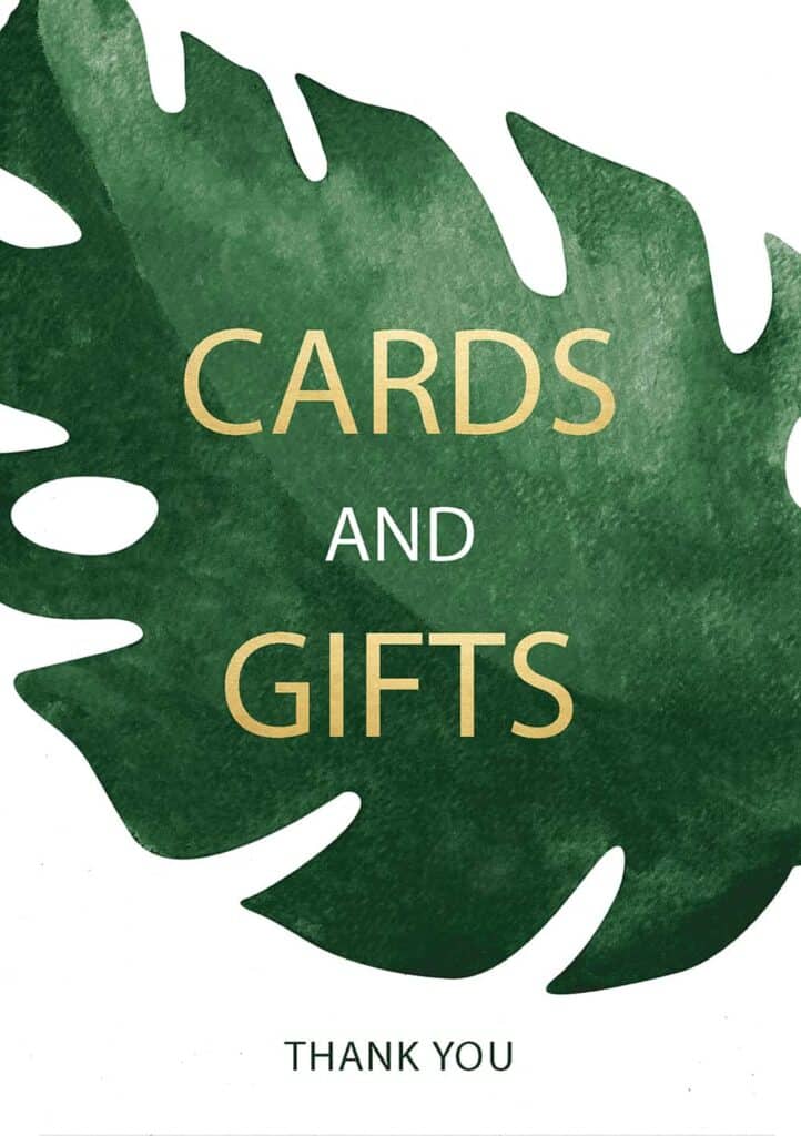 FREE PRINTABLE CARDS AND GIFTS SIGN TROPICAL LEAF PALM GREEN STYLE ...