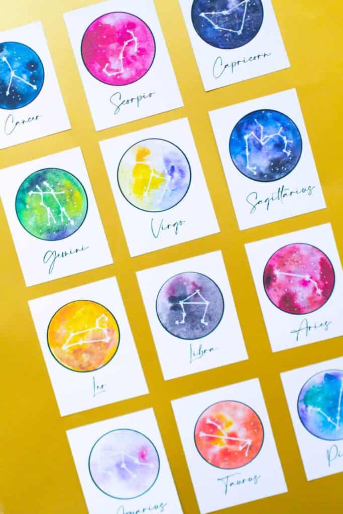 FREE PRINTABLE ASTROLOGY THEMED STAR SIGN ZODIAC TABLE NAMES | Bespoke ...
