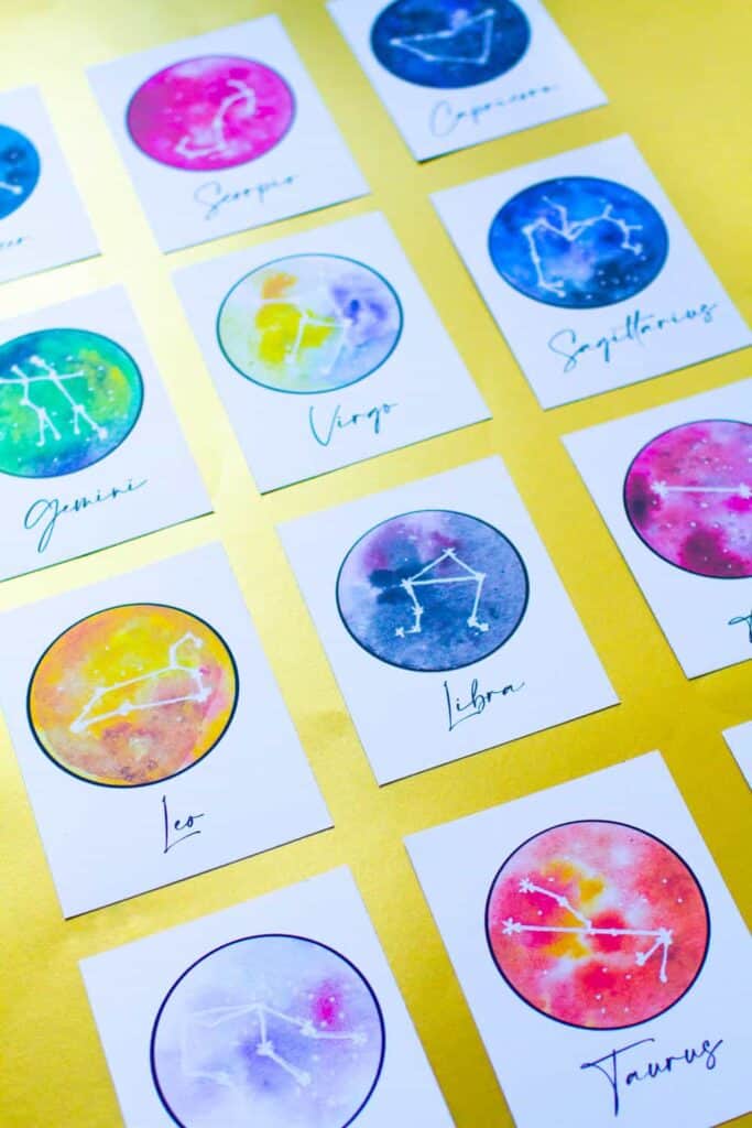 FREE PRINTABLE ASTROLOGY THEMED STAR SIGN ZODIAC TABLE NAMES | Bespoke ...