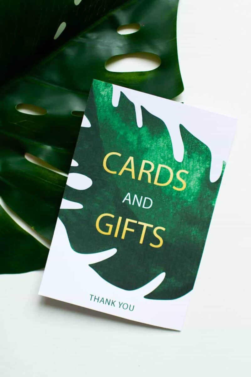 FREE PRINTABLE CARDS AND GIFTS SIGN TROPICAL LEAF PALM GREEN STYLE ...