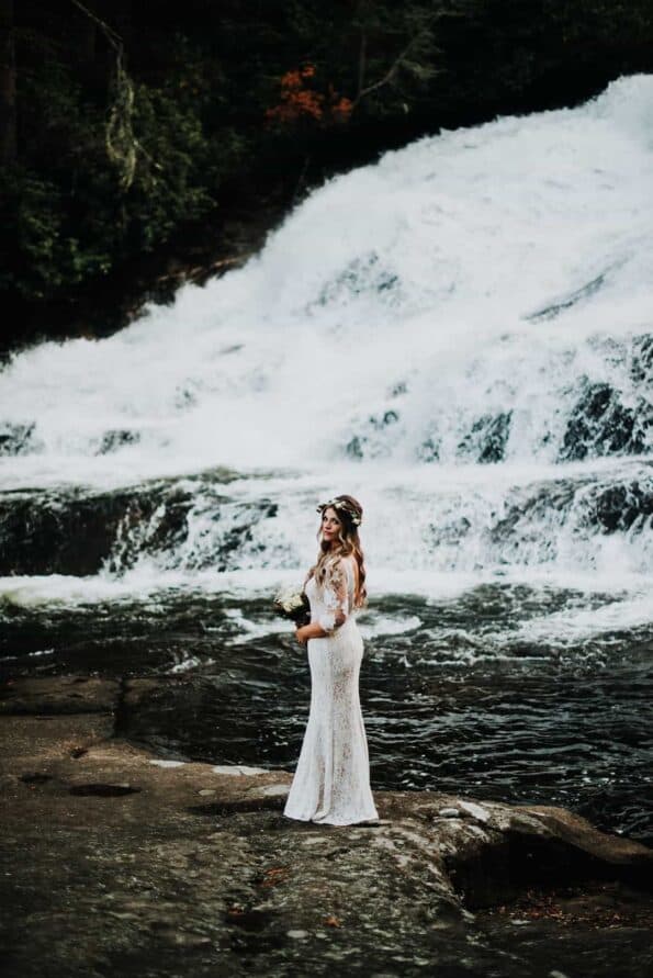 INTIMATE WEDDING ELOPEMENT AT A WATERFALL WITH SMOKE BOMBS | Bespoke ...