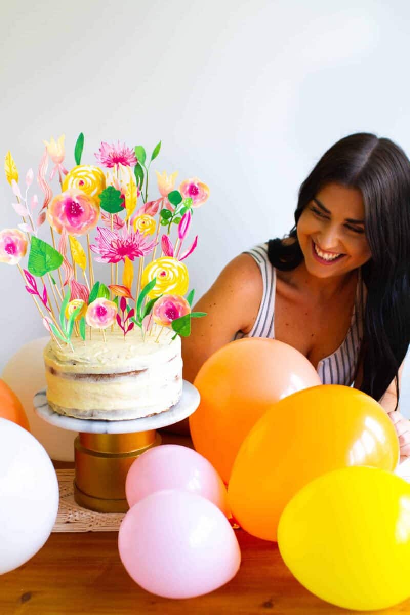 DIY FLORAL CAKE TOPPER PRINTABLE FOR BIRTHDAYS MOTHERS DAY WEDDINGS ...