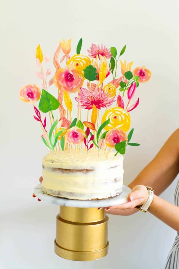 DIY FLORAL CAKE TOPPER PRINTABLE FOR BIRTHDAYS MOTHERS DAY WEDDINGS ...