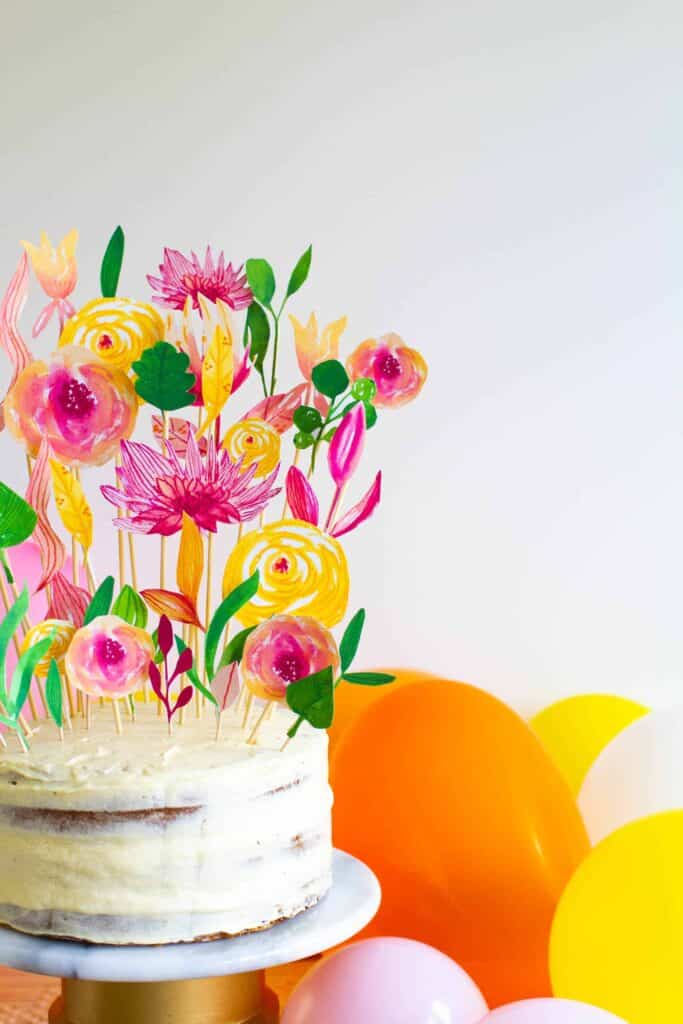 DIY FLORAL CAKE TOPPER PRINTABLE FOR BIRTHDAYS MOTHERS DAY WEDDINGS ...