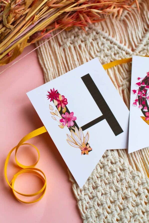 DIY PRINTABLE FLORAL ALPHABET BANNER FOR PARTY DECORATIONS OR WEDDINGS ...