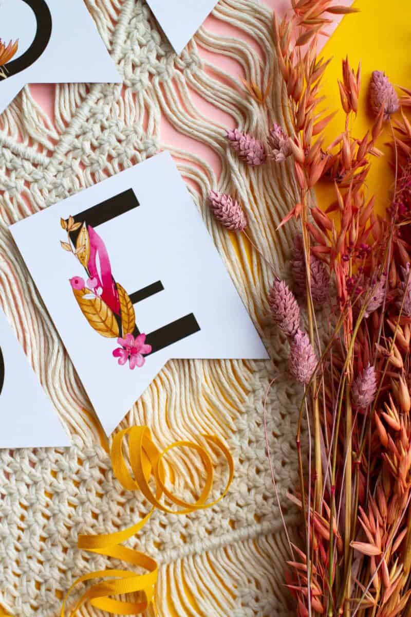 DIY PRINTABLE FLORAL ALPHABET BANNER FOR PARTY DECORATIONS OR WEDDINGS ...